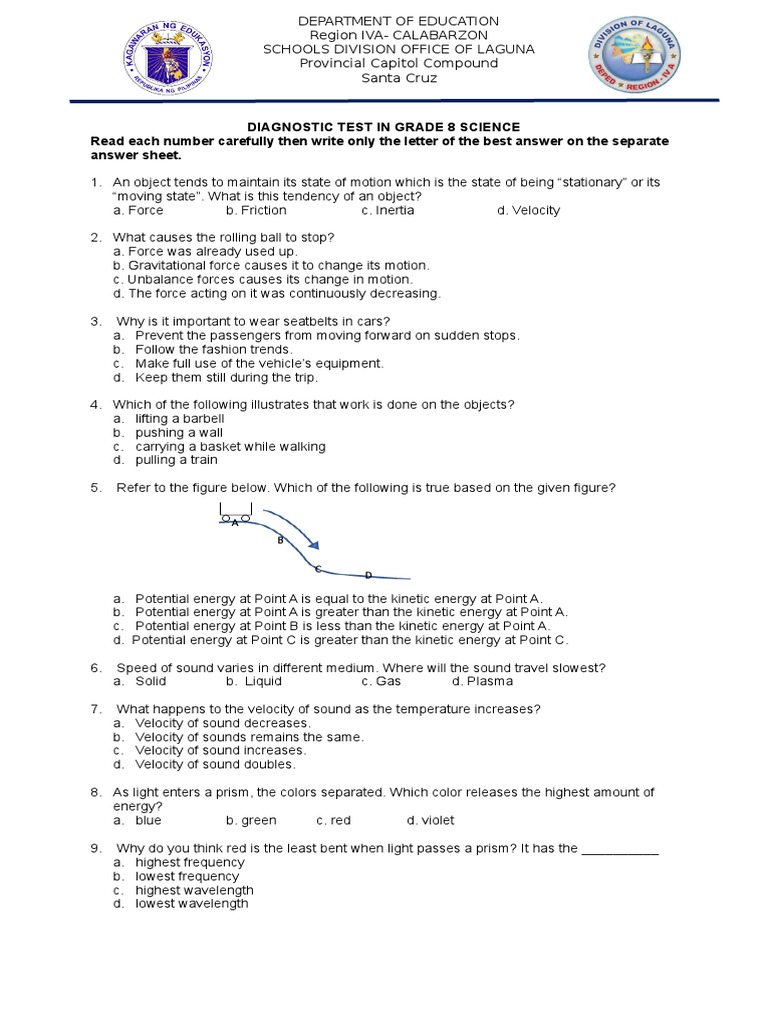 Grade 8 Science diagnostic test questions | PDF | Meteoroid | Meiosis