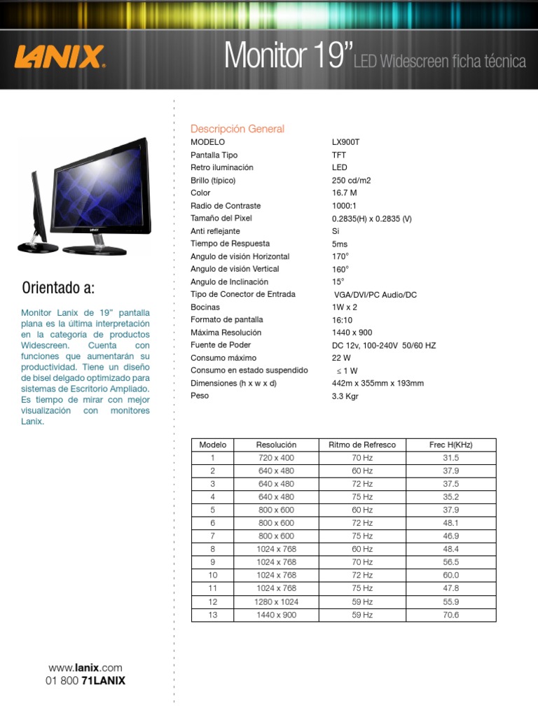 Monitor Lanix 19" Widescreen LED | PDF | Monitor de computadora ...