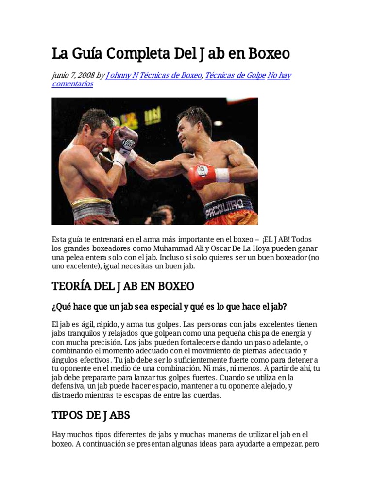 La Guía Completa Del Jab en Boxeo PDF | PDF