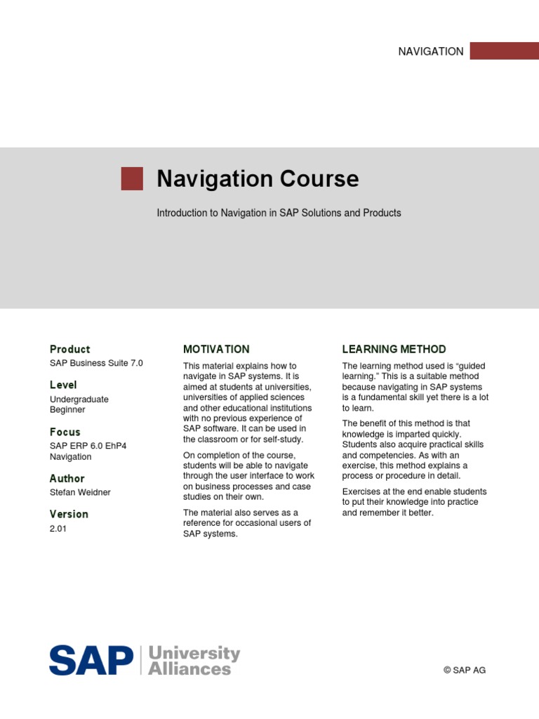 Navigation Course: Introduction To Navigation in SAP Solutions and Products | Download Free PDF ...