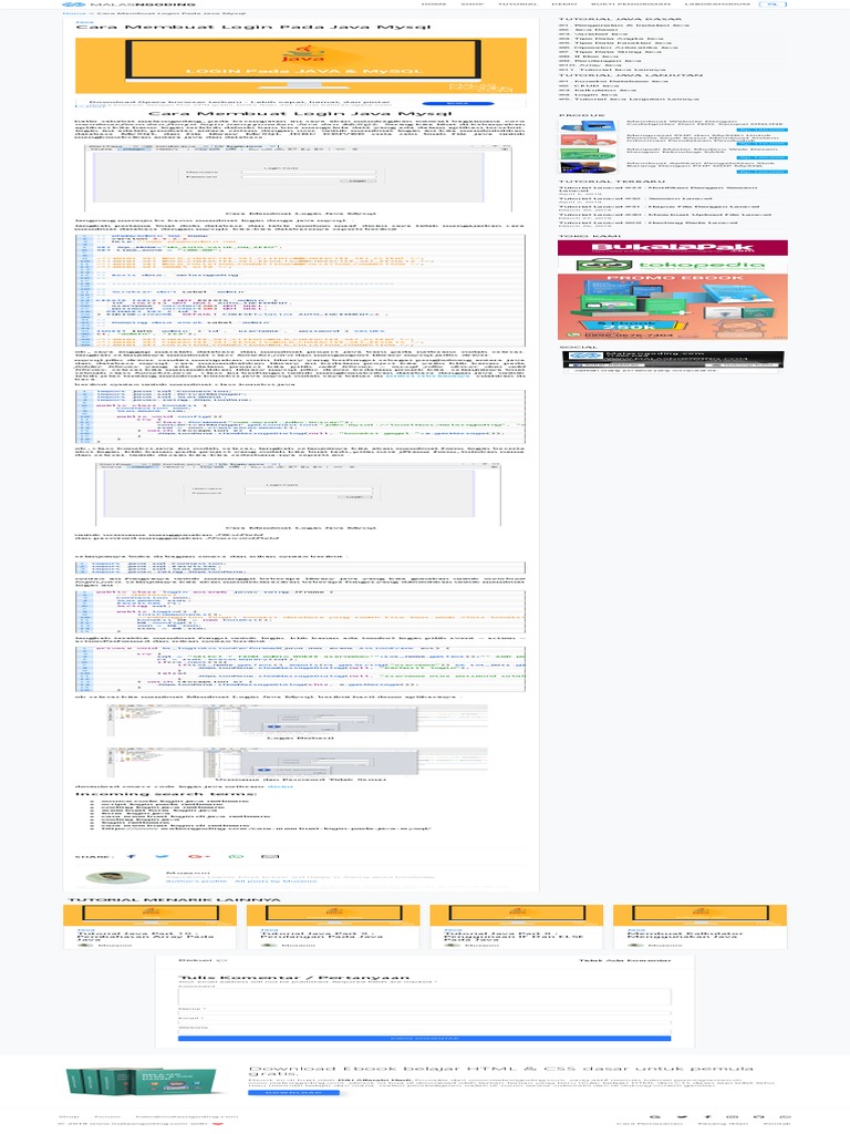 Cara Membuat Login Pada Java Mysql - Malas Ngoding | PDF