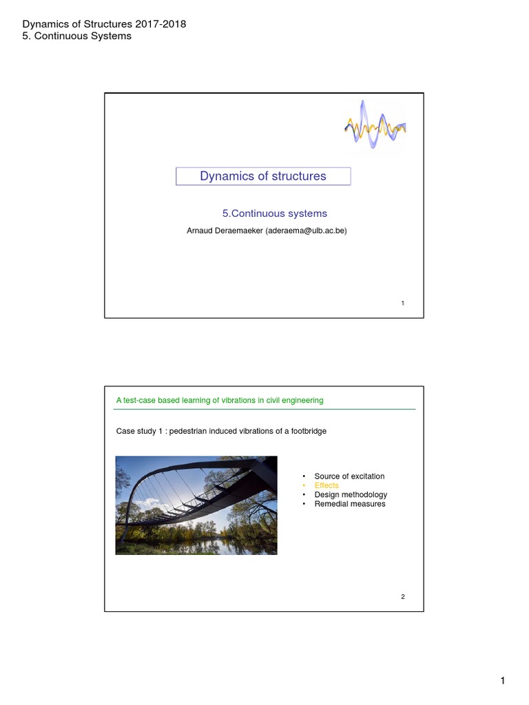 Dynamics of Structures 2017-2018 5. Continuous Systems | PDF | Normal ...