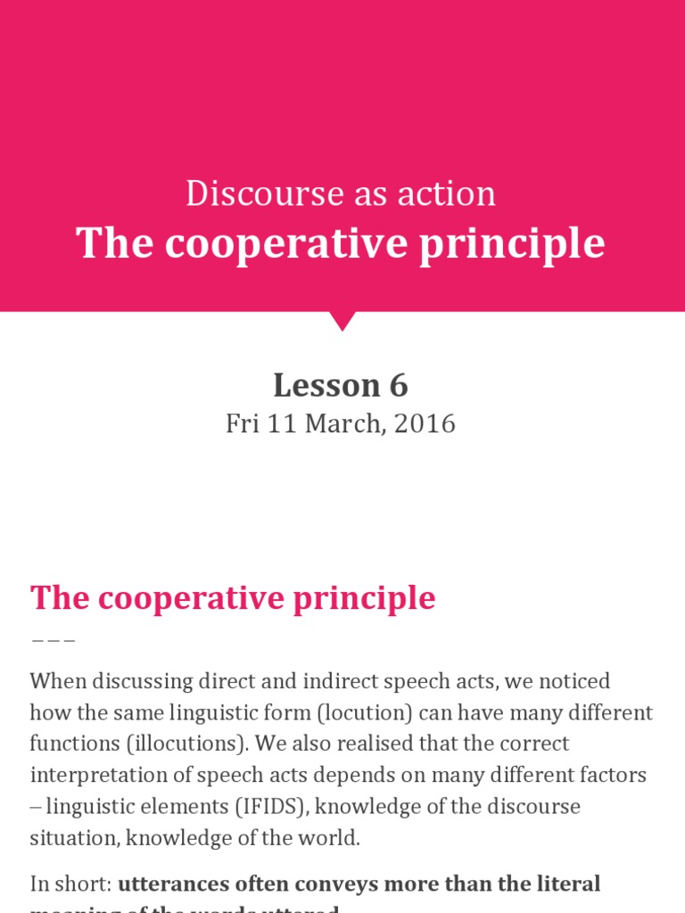 Lesson 06 The Cooperative Principle PDF | PDF | Semiotics | Human ...