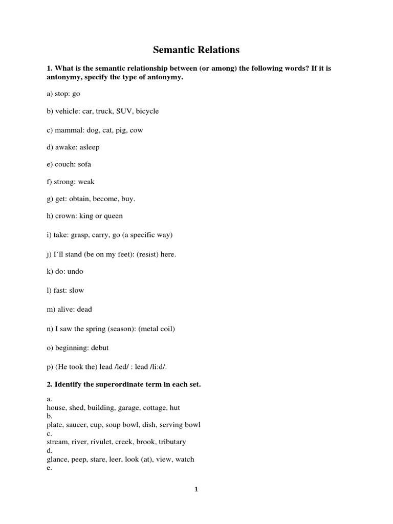 Semantic Relationships and Classifications | PDF | Nature