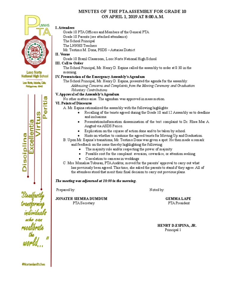 Sample Minutes | PDF | Government