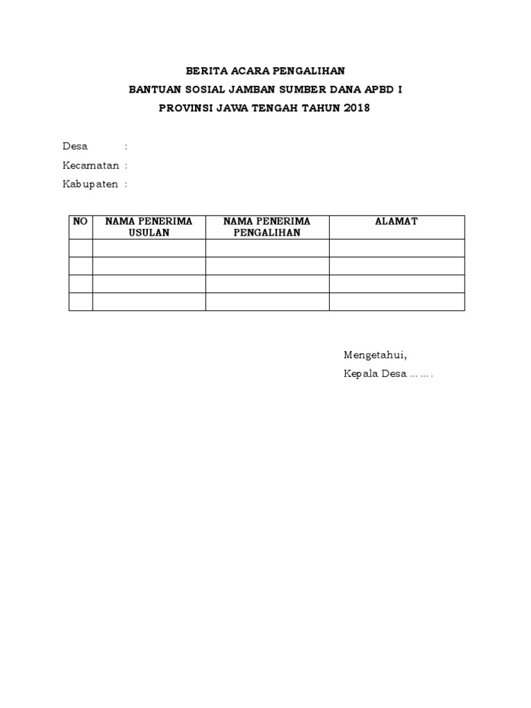 Berita Acara Pengalihan | PDF