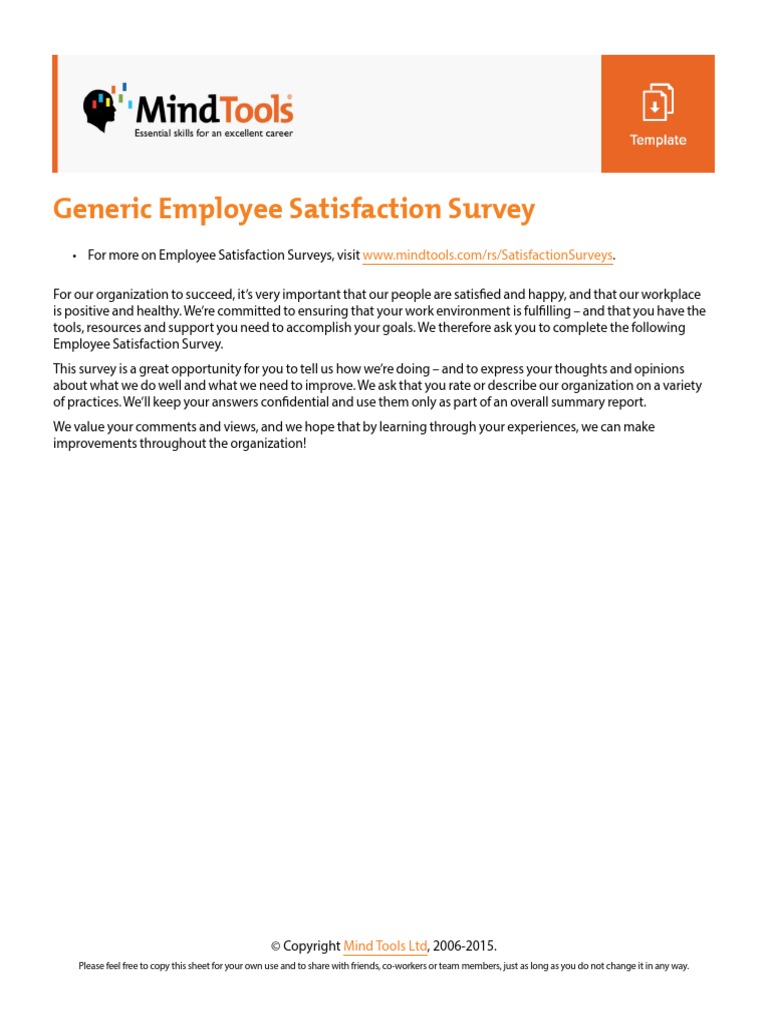 Employee Satisfaction Survey | PDF | Job Satisfaction | Mentorship