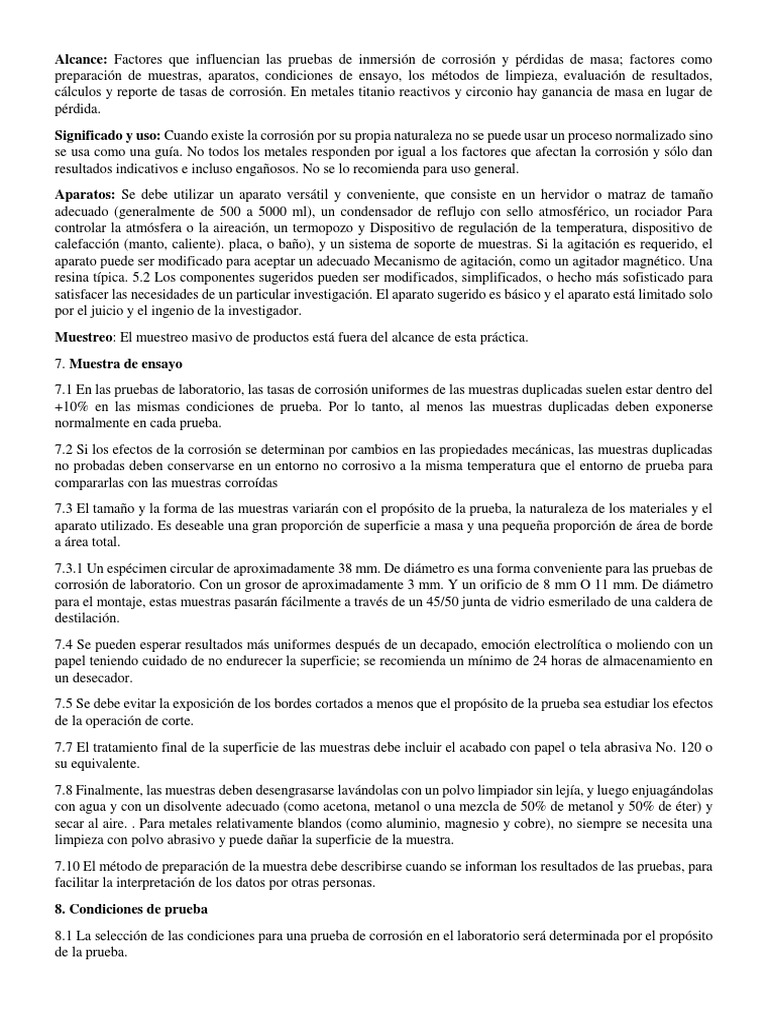Pruebas de Corrosión según ASTM G31 | PDF | Oxígeno | Corrosión