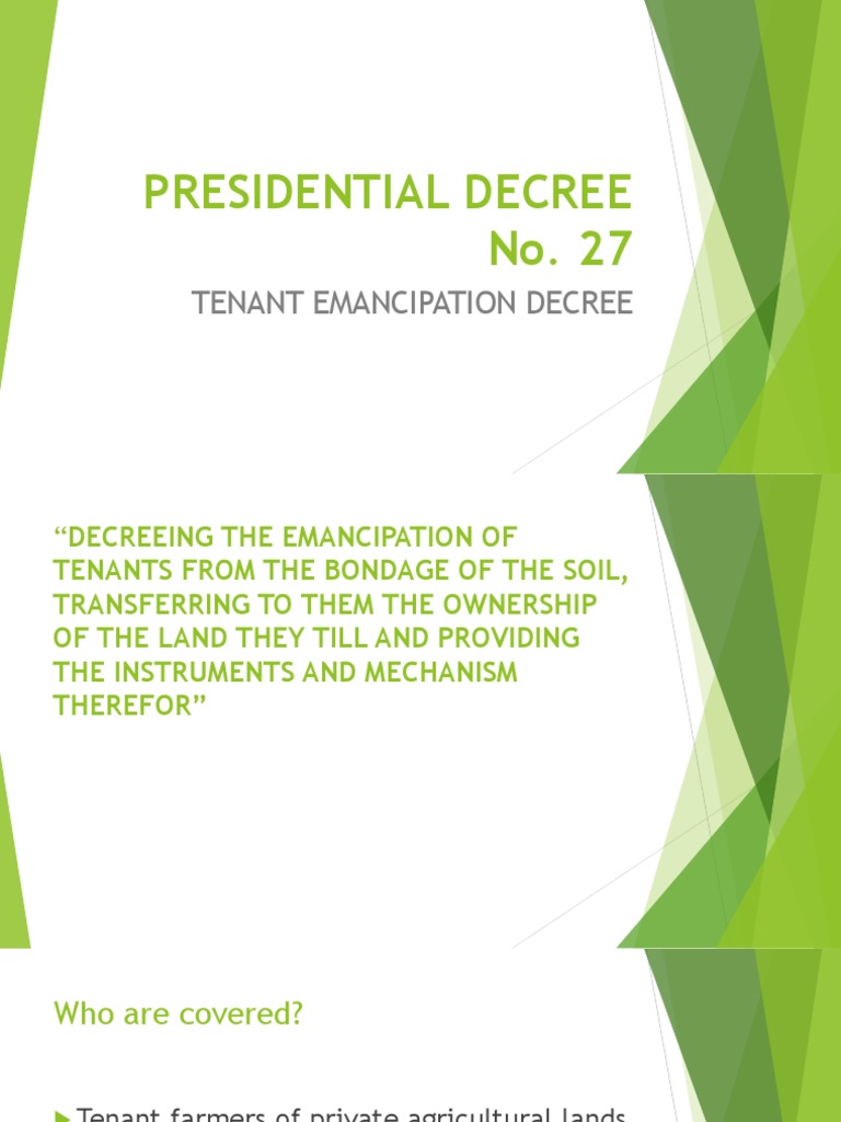 PD 27 | PDF | Land Management | Economies