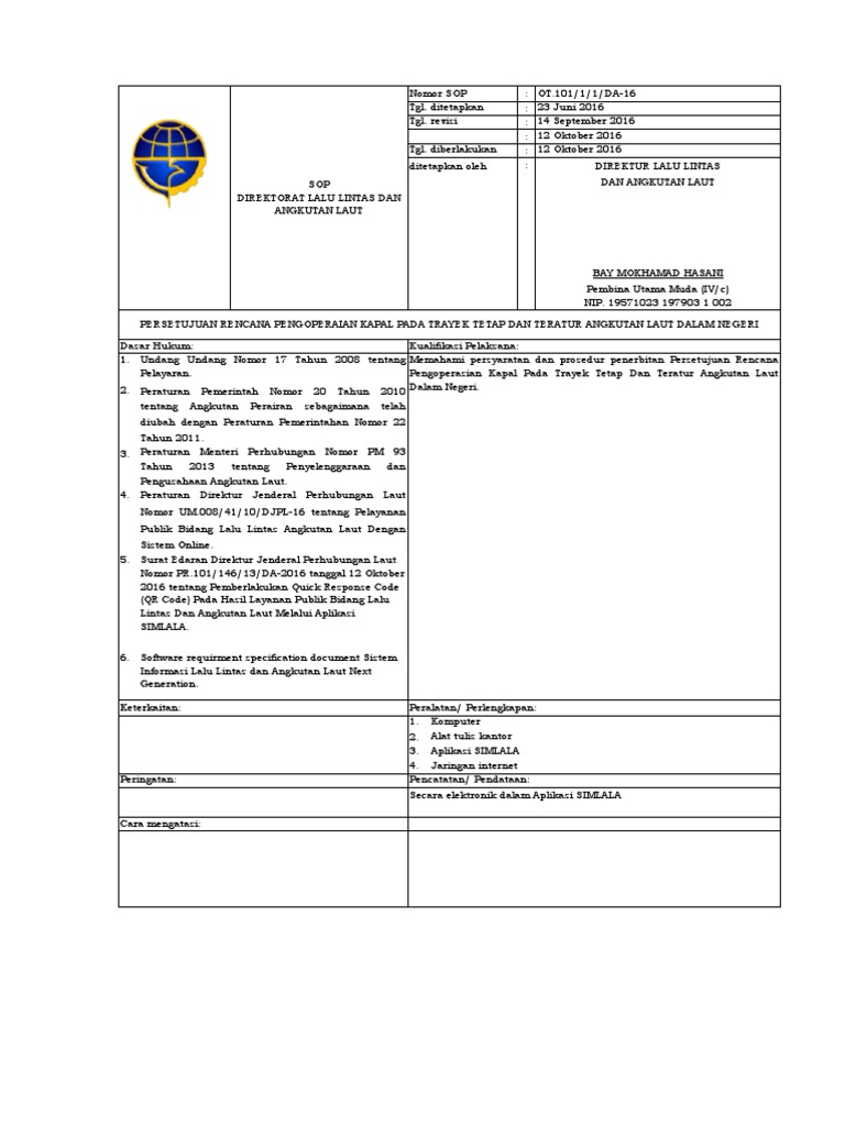 Sop RPK Liner PDF | PDF
