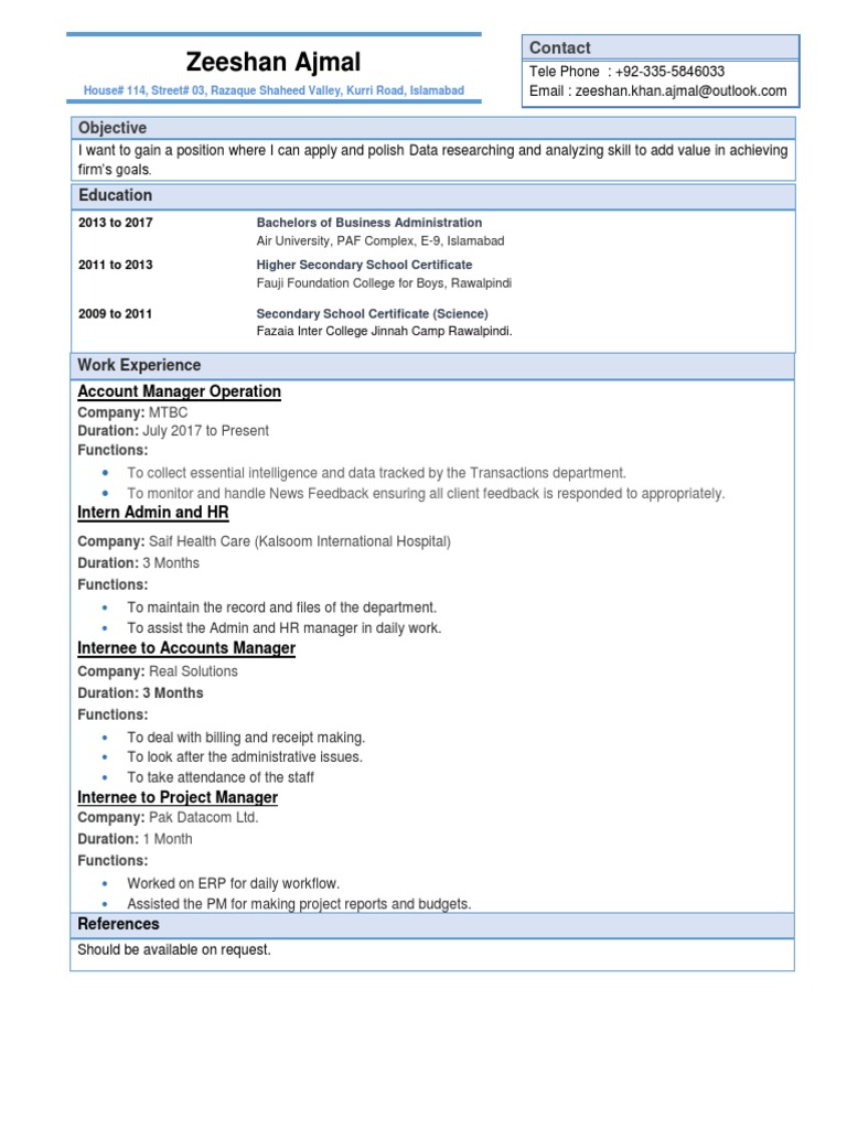 Zeeshan New CV | PDF