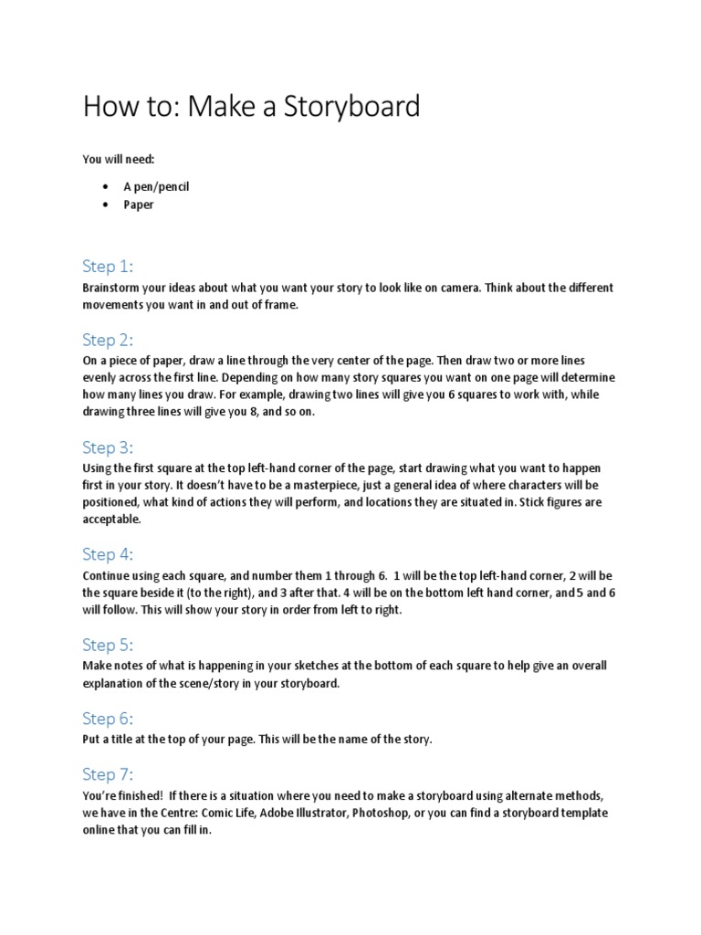 How To: Make A Storyboard: Step 1 | PDF | Home & Garden