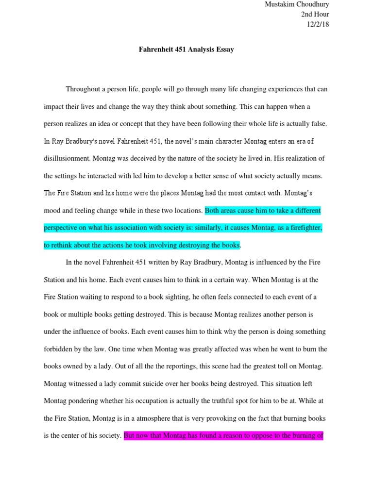 Fahrenheit 451 Analysis Essay | PDF | Psychology | Psychological Concepts