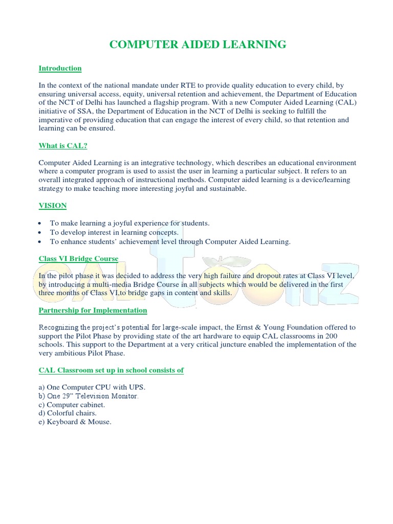 Computer Aided Learning | PDF | Educational Technology | Pedagogy