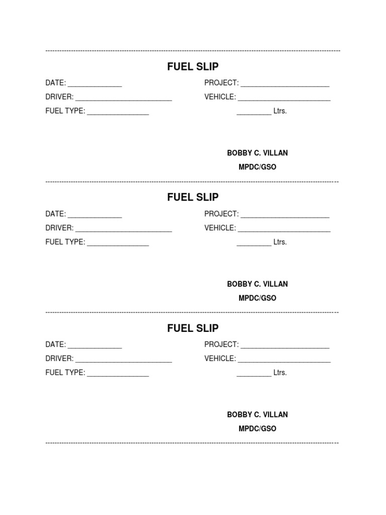 Fuel Slip | PDF