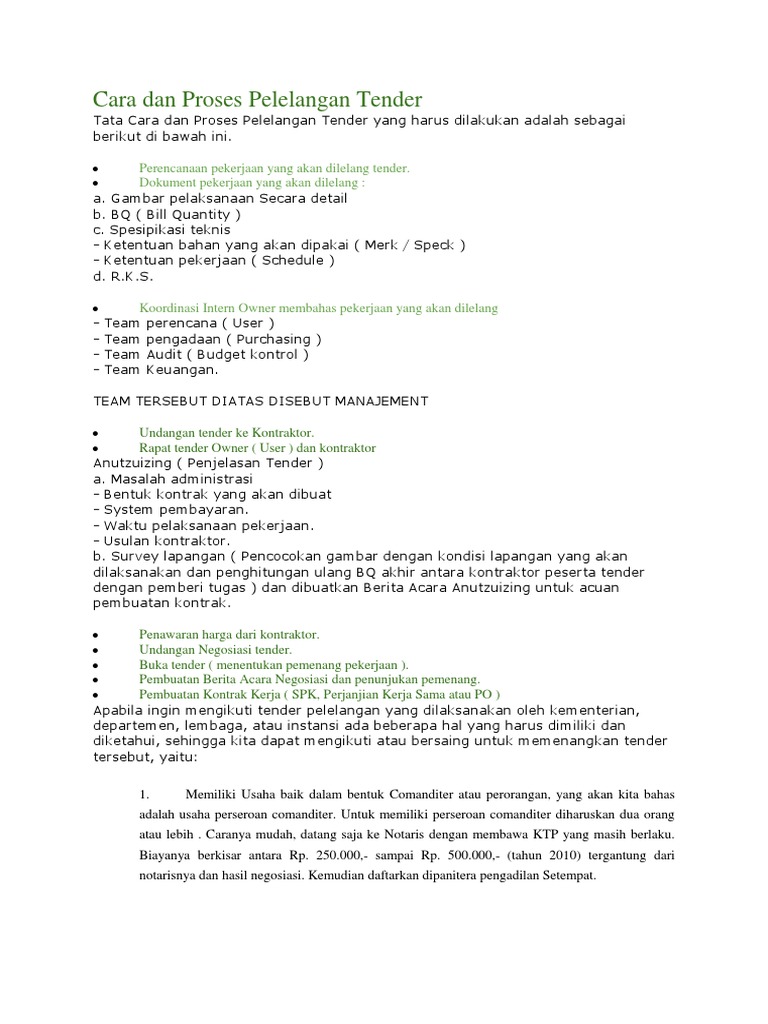 Proses Lelang Tender dan E-Procurement | PDF