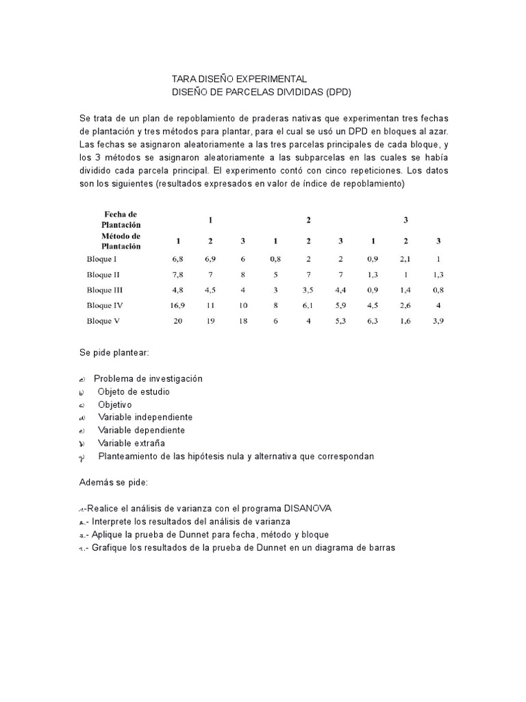 Tara Diseno Experimental Parcelas Divididas | PDF
