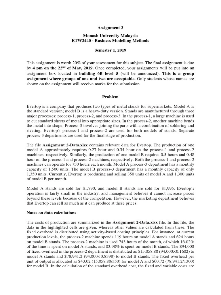 ETW2440 Assignment 2 Overview | PDF | Economics | Business Economics