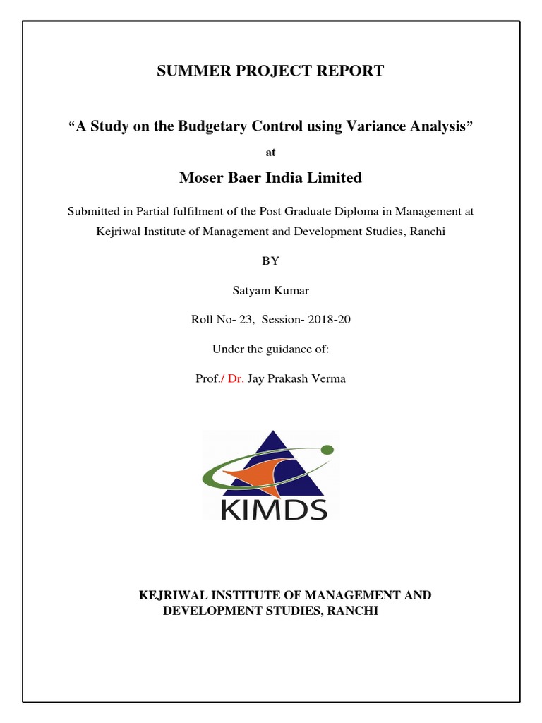 Summer Project Report Format | PDF | Working Capital | Financial Accounting