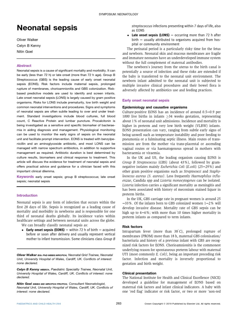 Neonatal Sepsis 2019. | Download Free PDF | Sepsis | Childbirth