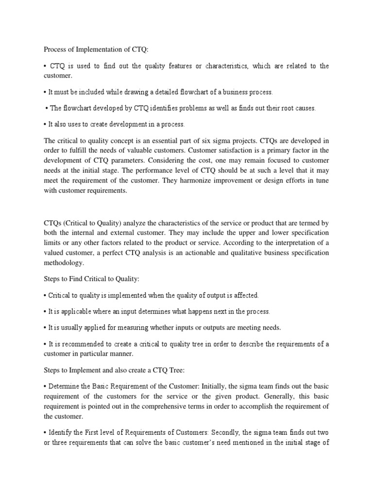 CTQ | PDF | Business Process | Systems Science