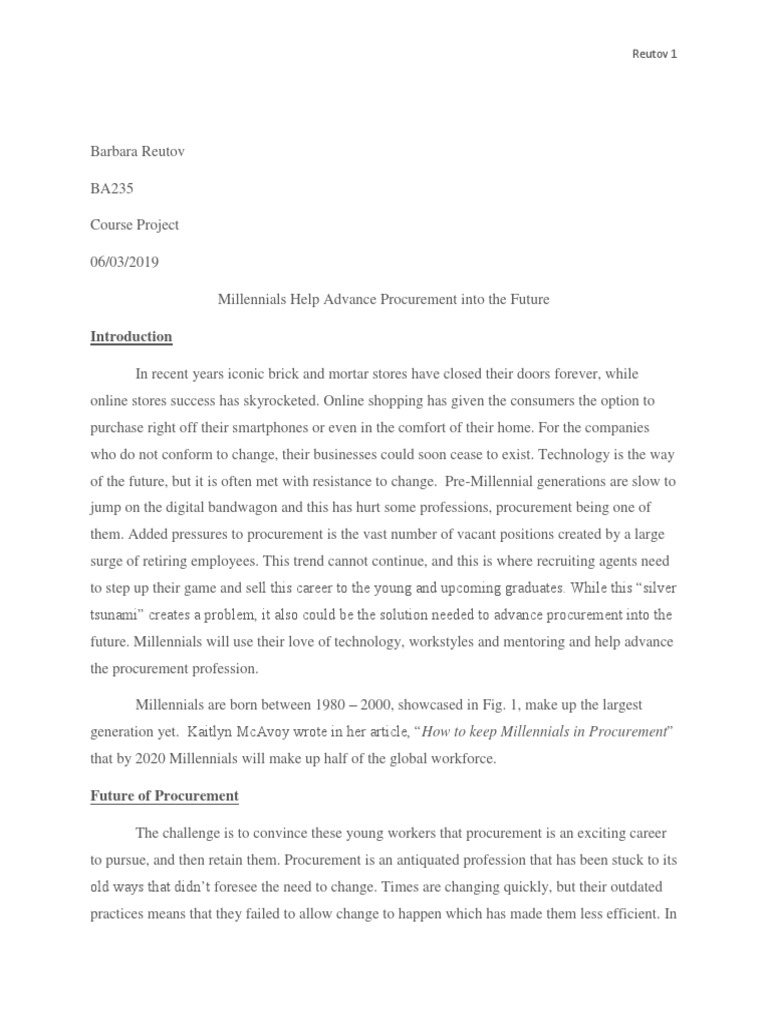 Final Essay | PDF | Millennials | Procurement