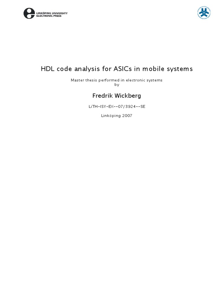 HDL Code Analysis For ASICs in Mobile Systems | PDF | Hardware ...