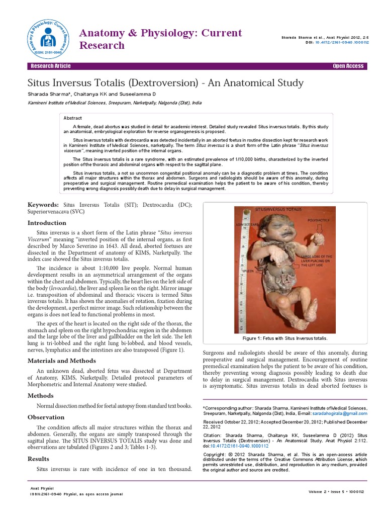 Situs Inversus Totalis | PDF | Abdomen | Anatomy