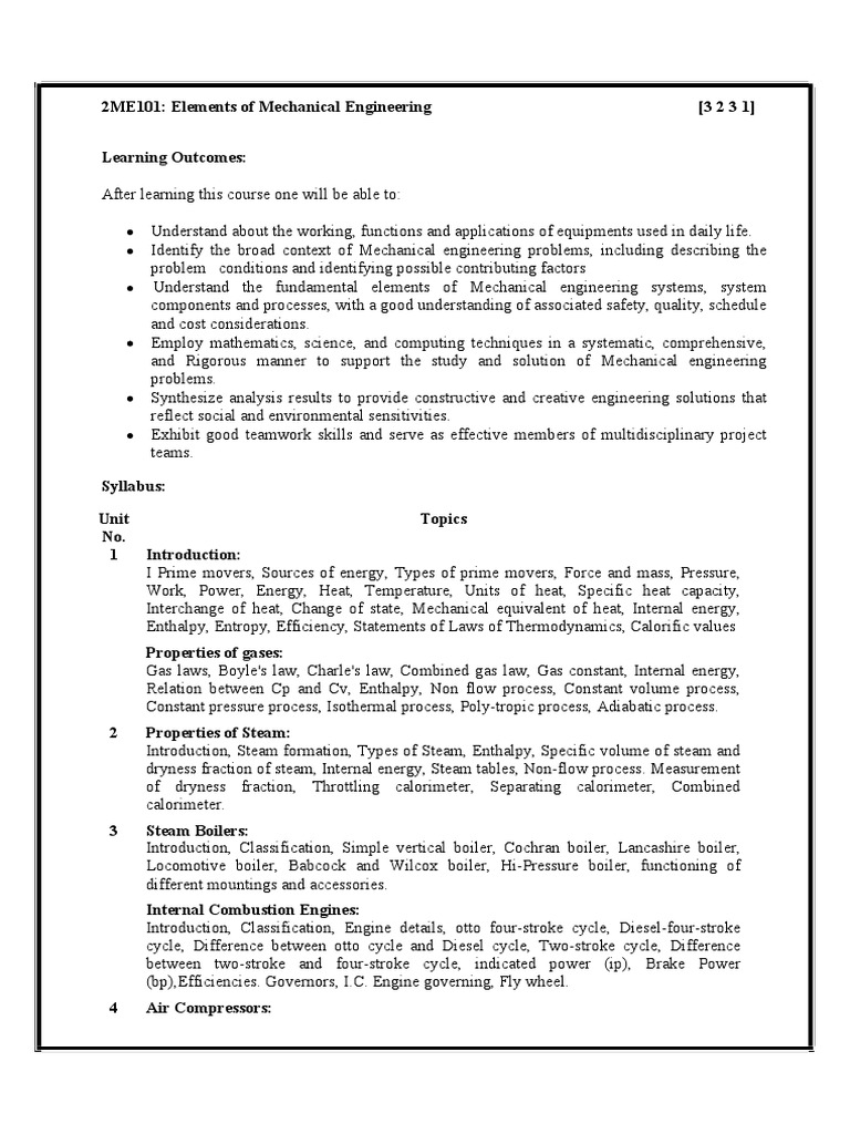 Elements of Mechanical Engineering | PDF | Enthalpy | Heat