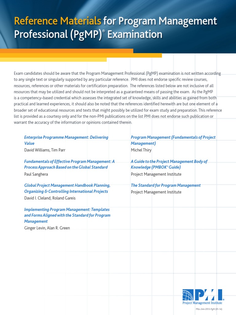 Program Management Reference Materials PDF | PDF | Project Management ...