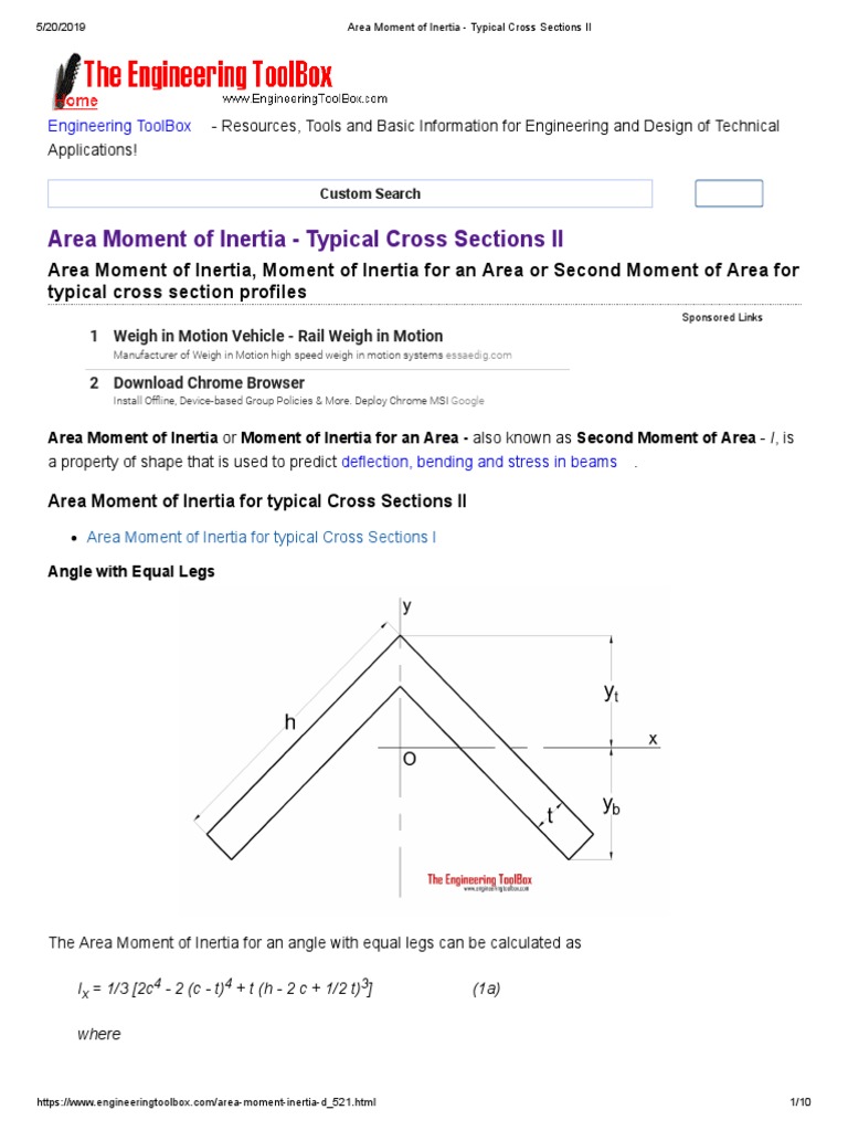 Area Moment of Inertia - Typical Cross Sections II | PDF | Sketch Up ...