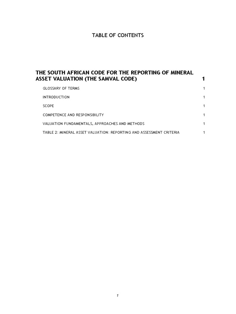 The South African Code For The Reporting of Mineral Asset Valuation ...