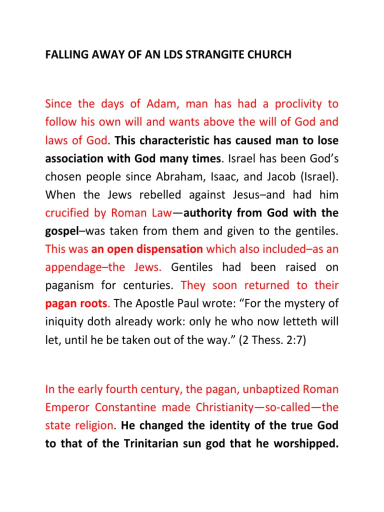 Falling Away of An Lds Strangite Church | PDF | Ordination | The Church ...