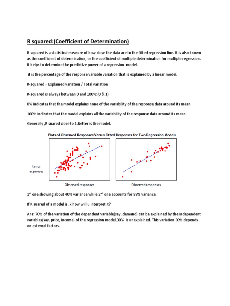 R Squared: (Coefficient of Determination) : ST ND | PDF