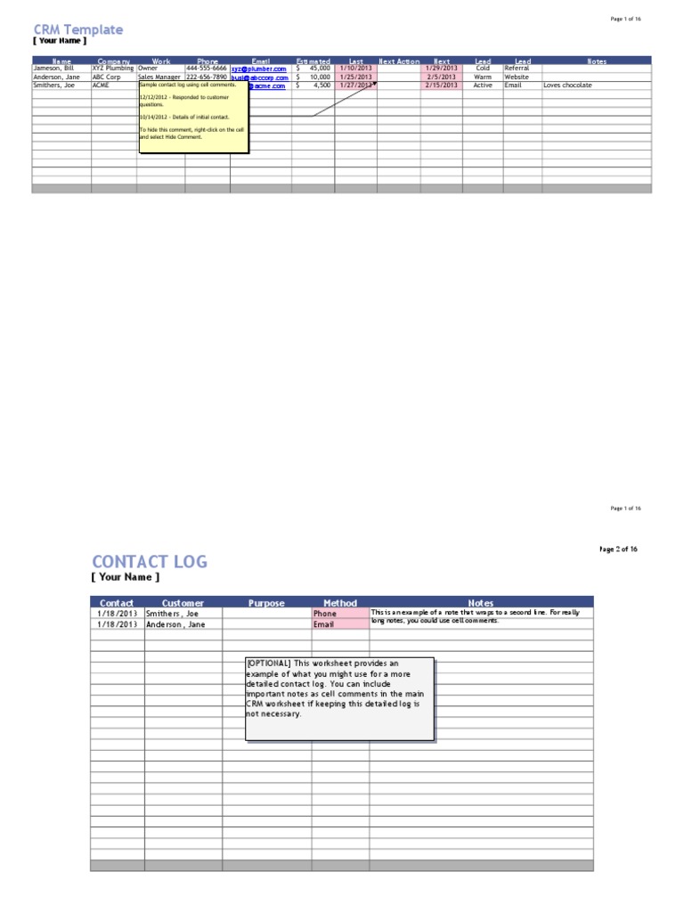 CRM Template | PDF | Business