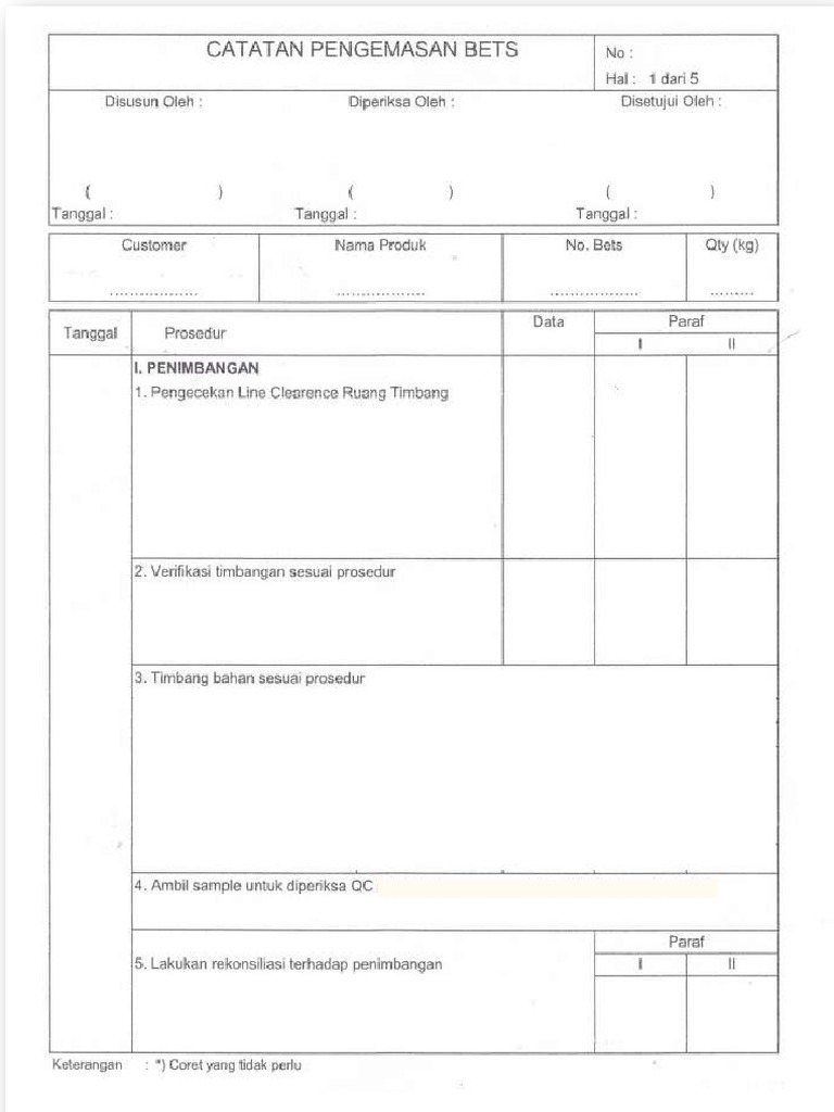 Catatan Pengemasan | PDF