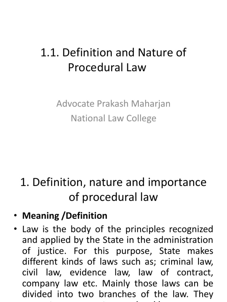 1.1. Definition and Nature Procedural Law | PDF | Rights | Procedural Law