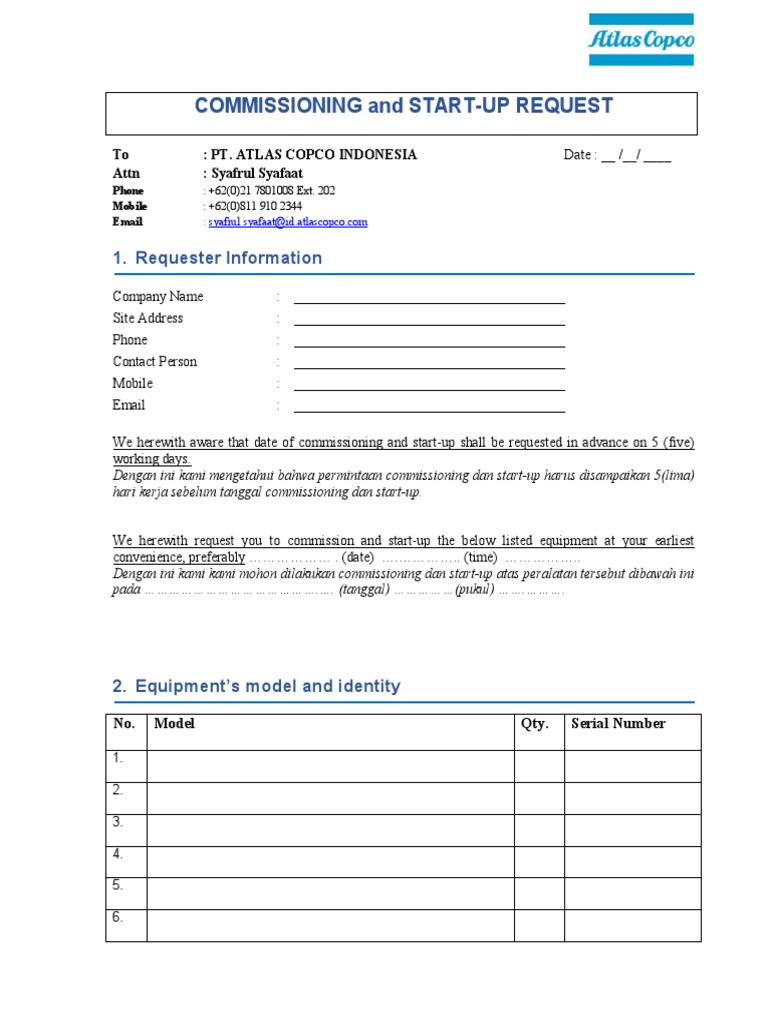 Commissioning Start-Up Request Form 2016 03 | PDF | Computing