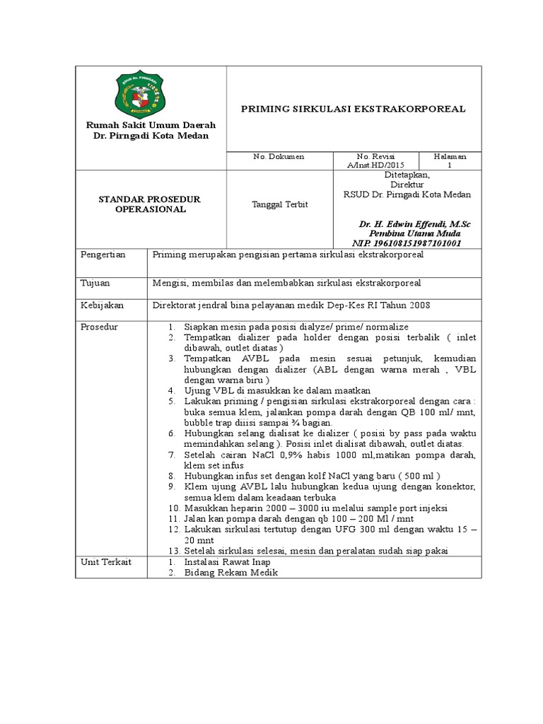 Spo Priming Sirkulasi Ekstracorporeal | PDF