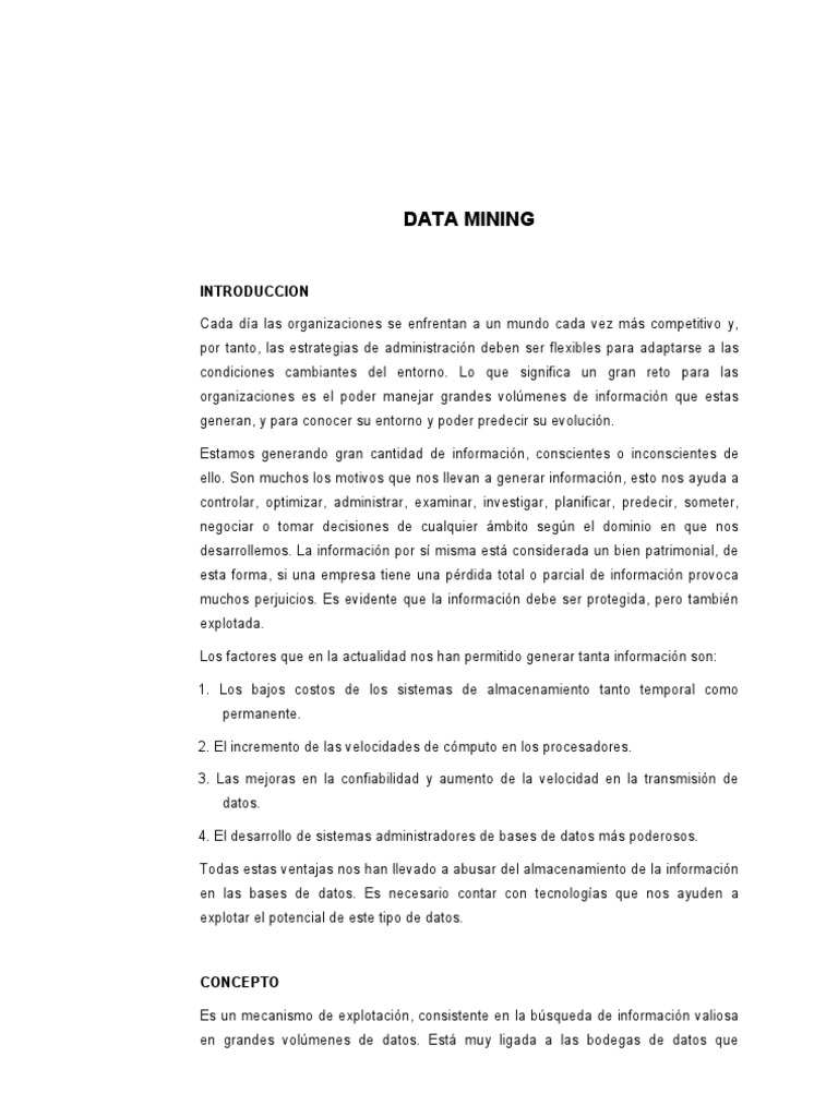 Data Mining Pdf Procesamiento De Datos Información