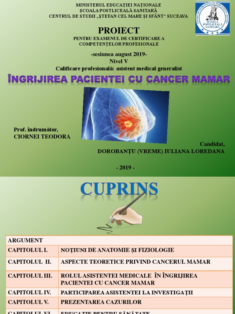 Ingrijirea Pacientei Cu Cancer Mamar | PDF