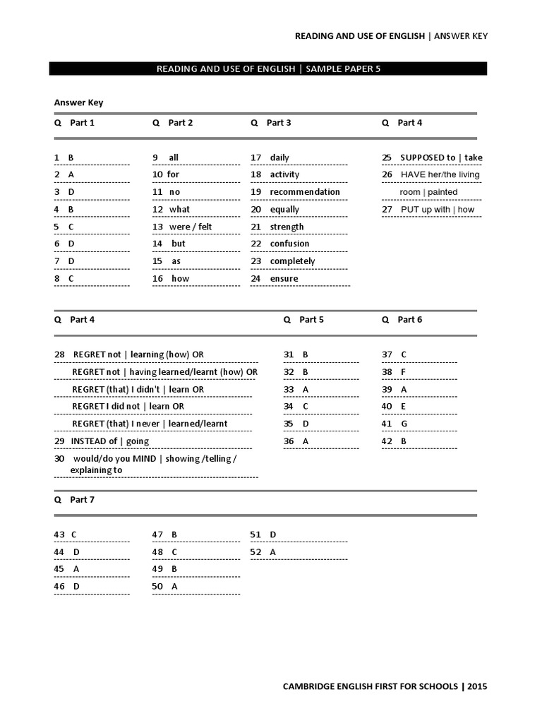 Key to Understanding: Sample Answer Key and Explanations for Cambridge ...