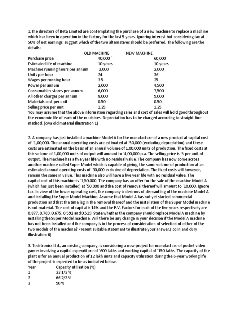 Machine Replacement Analysis and Viability | PDF | Depreciation ...
