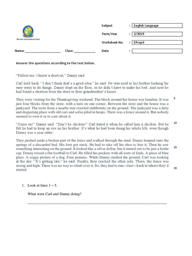 Year 4 Comprehension Fiction | PDF | Grammar | Cognitive Science