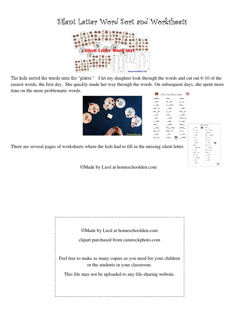 Silent Letter Worksheet Spelling Word Sort PDF | PDF