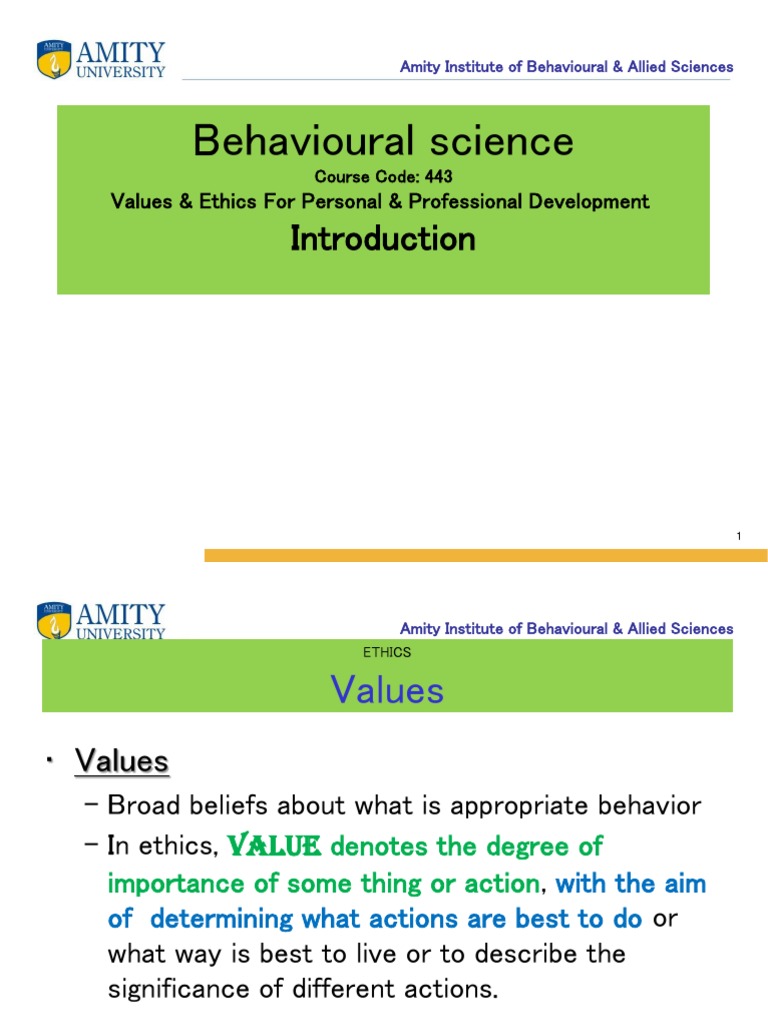 Behavioural Science: Values & Ethics For Personal & Professional ...