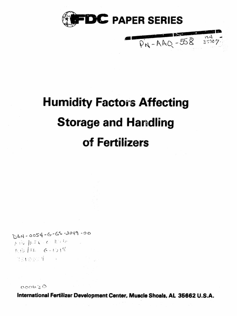 Critical Relative Humidity of Fertilizers | PDF | Relative Humidity ...