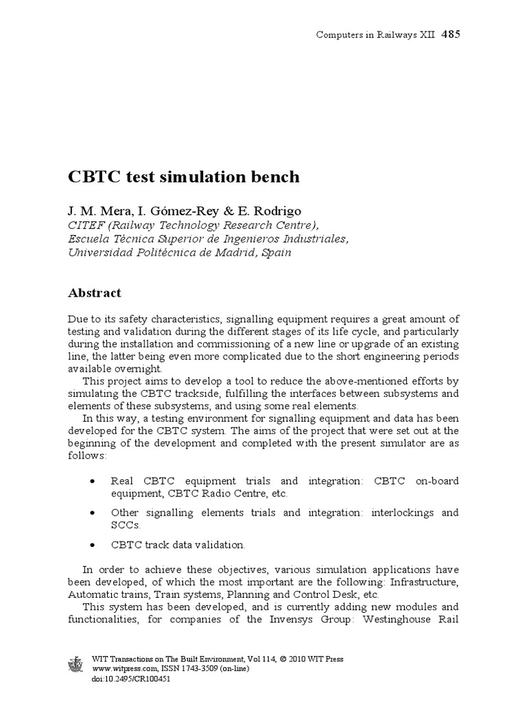 CBTC Test Simulation Bench | PDF | Network Socket | Simulation