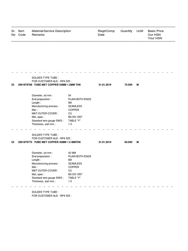 Request for Quotation on Copper Piping Fittings and Tubing | PDF | Pipe ...