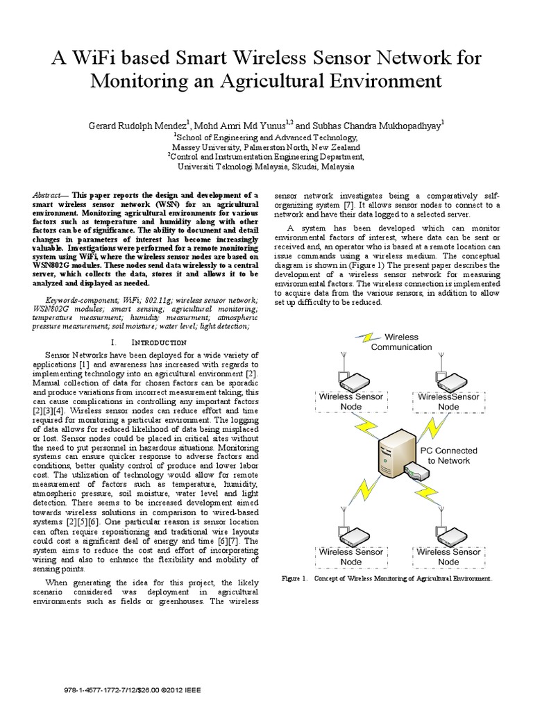 A WiFi Based Smart Wireless Sensor Netwo PDF | PDF | Wireless Sensor ...